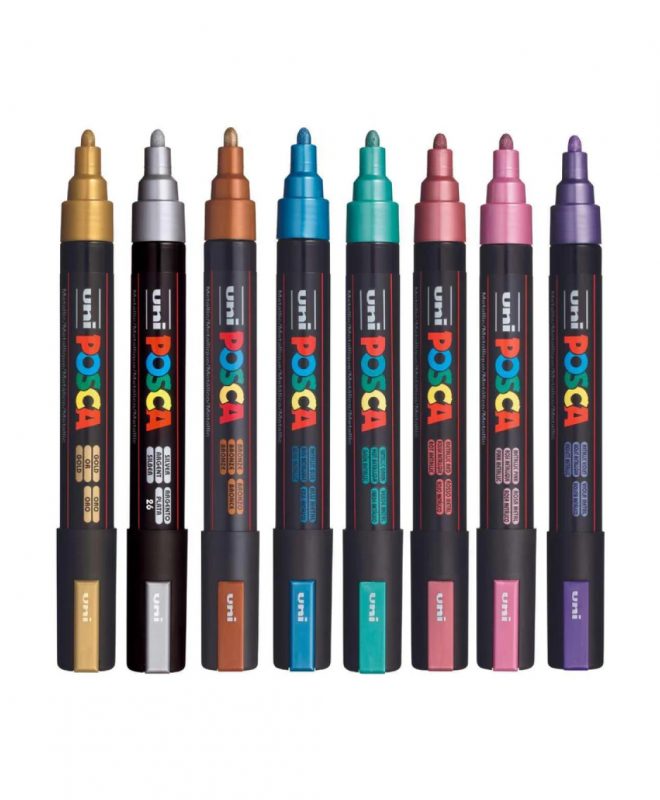 Posca METALLIC Marker Set Medium Tip 5M (2.5mm) • CITY STATIONERY GROUP SAL