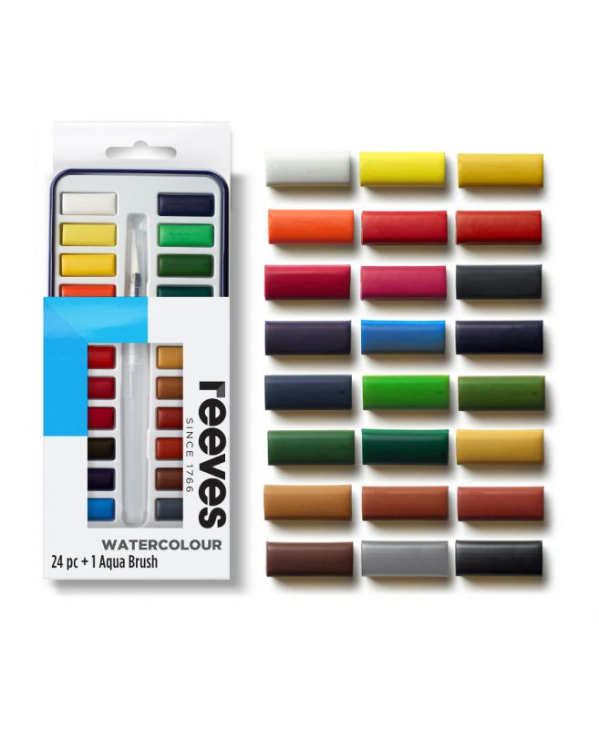 Reeves Watercolor Paint Set with Brush 24 Colors • CITY STATIONERY ...